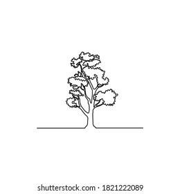 Continuous Line Drawing Tree On White Stock Vector (Royalty Free ...
