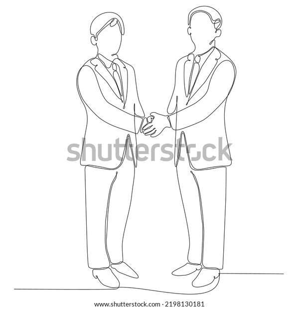 Continuous Line Drawing Two Business Men Stock Vector (Royalty Free ...