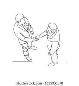 Continuous Line Drawing Two Businessmen Shaking Stock Vector (Royalty ...