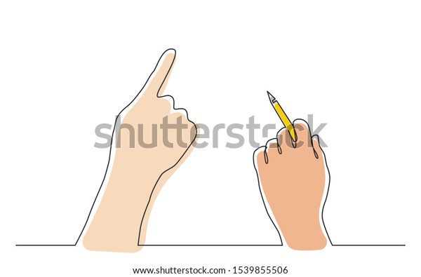Continuous Line Drawing Two Hands Pointing 库存矢量图（免版税）1539855506 ...