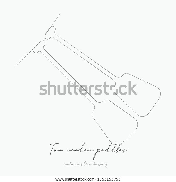Continuous Line Drawing Two Wooden Paddles 스톡 벡터(로열티 프리) 1563163963 ...