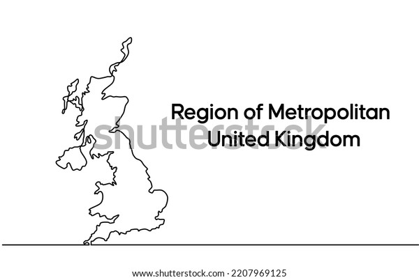 Continuous Line Drawing United Kingdom Map Stock Vector (Royalty Free ...