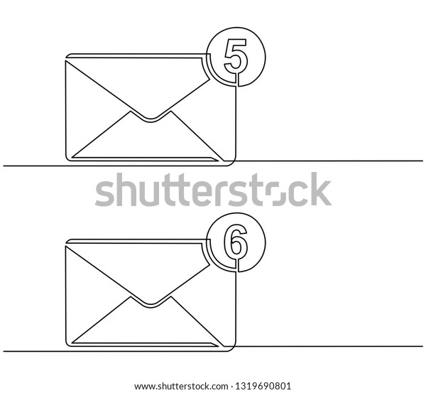 Continuous Line Drawing Unread Email Notification Stock Vector (Royalty ...