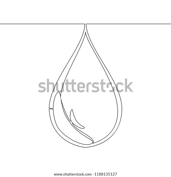 Continuous Line Drawing Water Drop Single 스톡 벡터(로열티 프리) 1188135127 ...