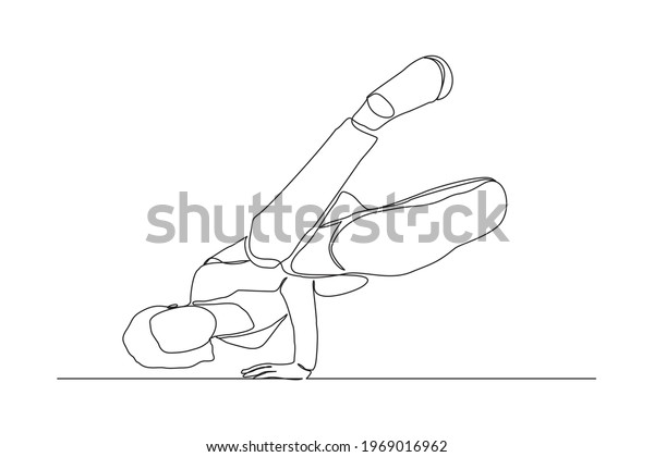Continuous Line Drawing Woman Breakdancer Doing Stock Vector (Royalty ...