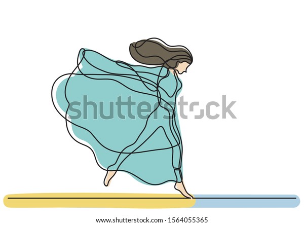 Continuous Line Drawing Woman Dancing Long: เวกเตอร์สต็อก (ปลอดค่า ...