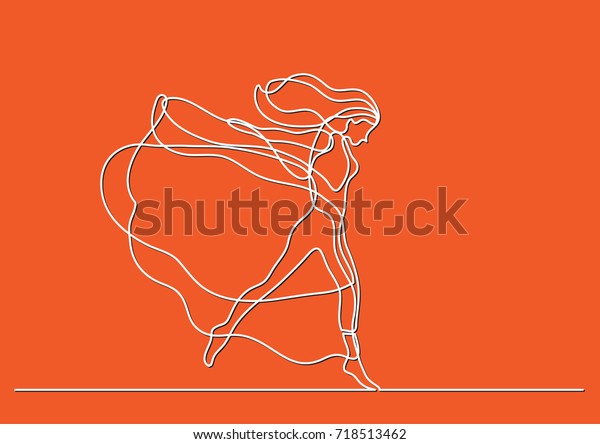 Continuous Line Drawing Woman Dancing Long: เวกเตอร์สต็อก (ปลอดค่า ...