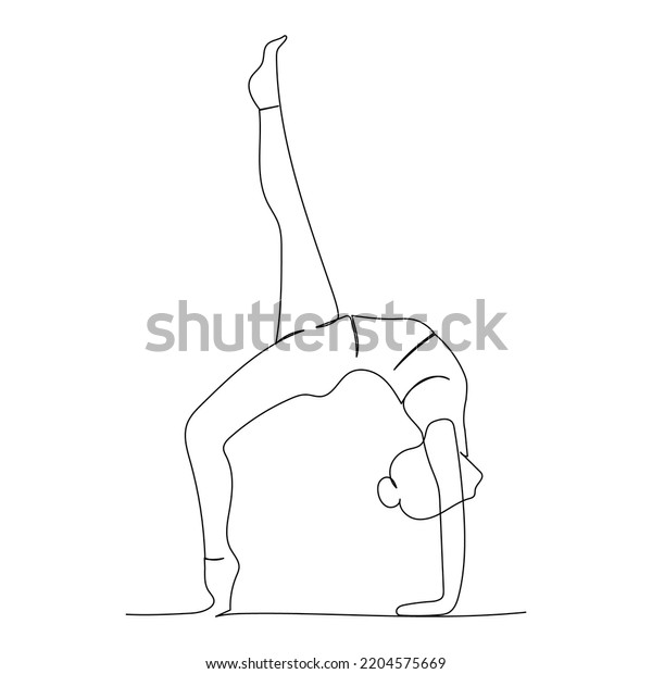 Continuous Line Drawing Woman Doing Exercise Stock Vector (Royalty Free ...