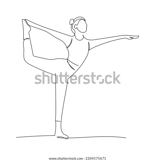 Continuous Line Drawing Woman Doing Exercise Stock Vector (Royalty Free ...