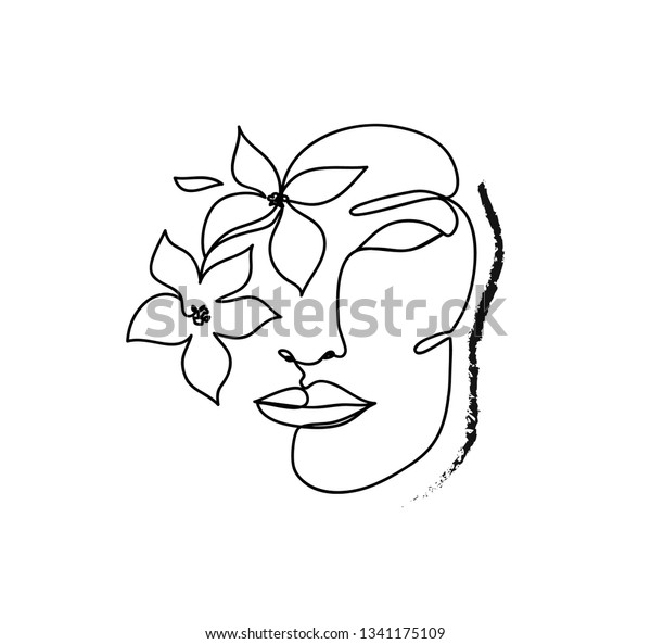 Continuous Line Drawing Woman Face Exotic Stock Vector (Royalty Free ...