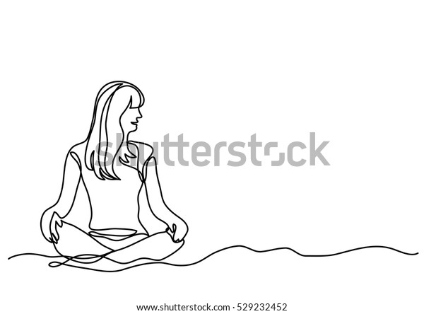 Continuous Line Drawing Woman Sitting On Stock Vector (Royalty Free ...
