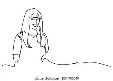 Continuous Line Drawing Women Smiling Vector Stock Vector (Royalty Free ...