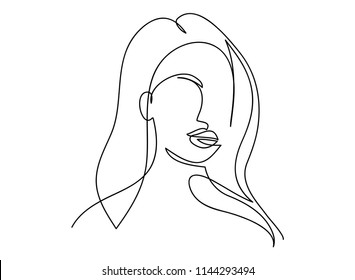 Continuous Line Drawing Women Vector Illustration 스톡 벡터(로열티 프리 ...