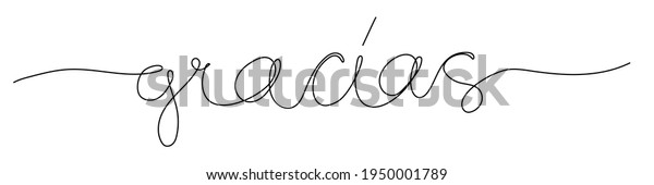 Continuous Line Drawing Word Gracias Thank Stock Vector (Royalty Free ...