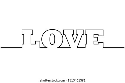 Continuous Line Drawing Word Love Logo Stock Vector (Royalty Free ...