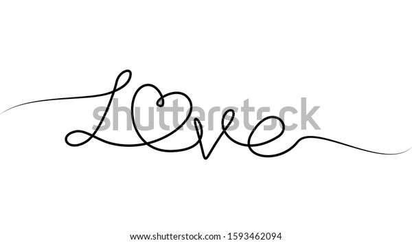 Continuous Line Drawing Word Love On Stock Vector (Royalty Free) 1593462094