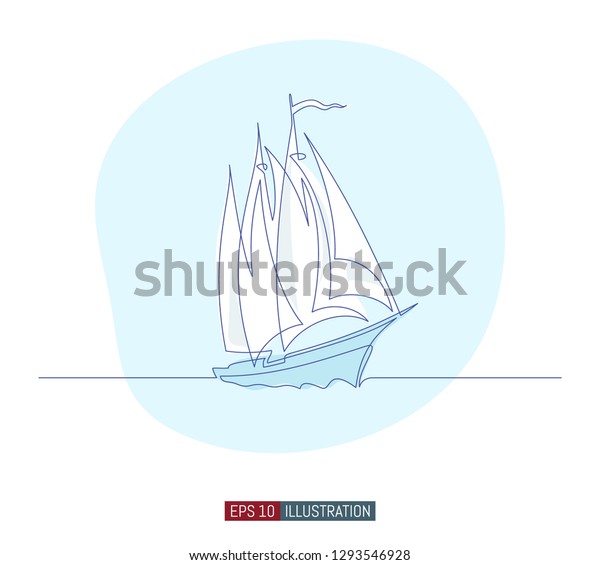Continuous Line Drawing Yacht Abstract Sailing Stock Vector (Royalty ...