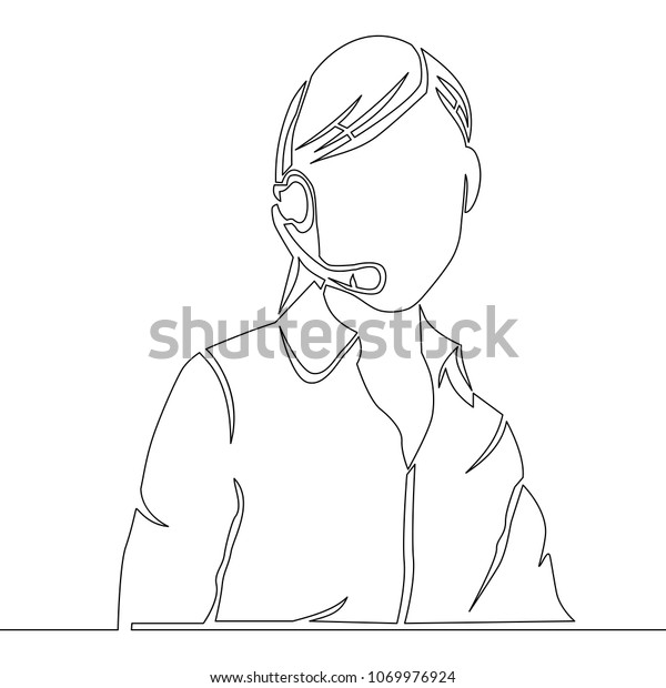 Continuous Line Drawing Young Female Customer Stock Vector (Royalty ...