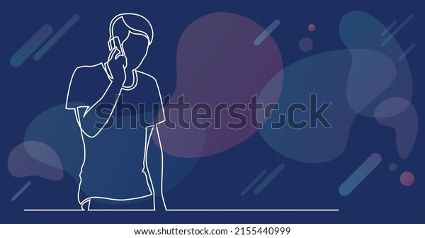 Continuous Line Drawing Young Man Talking Stock Vector (Royalty Free ...