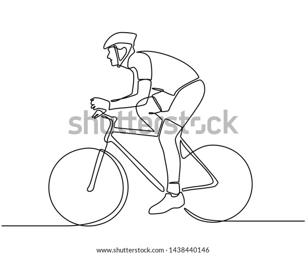 Continuous Line Drawings Cyclist Riding Bicycle Stock Vector (Royalty ...