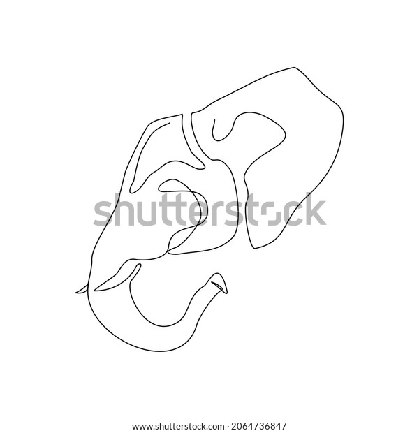 Continuous Line Elephant Head Single One Stock Vector (Royalty Free ...