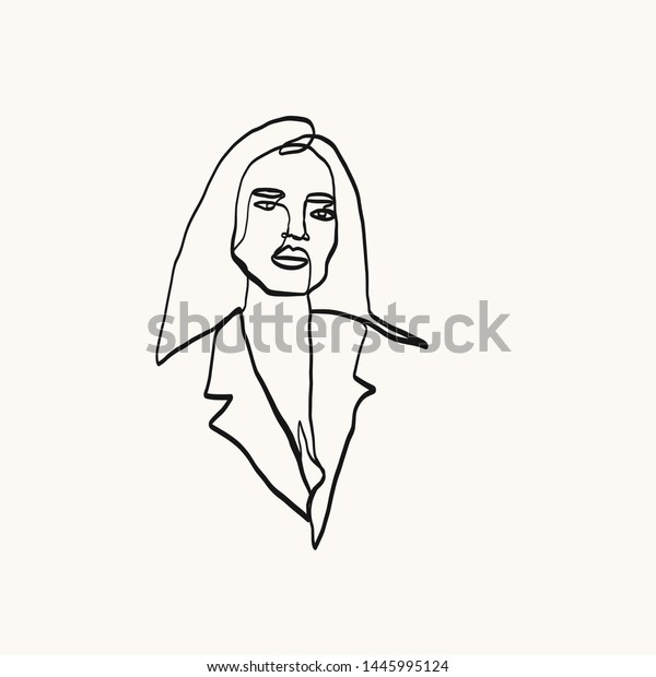 Continuous Line Female Avatar Portrait Model Stock Vector (Royalty Free ...