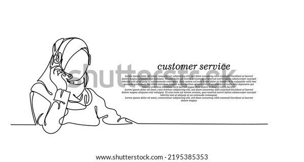 Continuous Line Female Customer Servicedrawing Solution Stock Vector ...