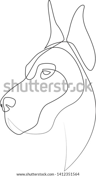 Continuous Line Great Dane Single Line Stock Vector (Royalty Free ...
