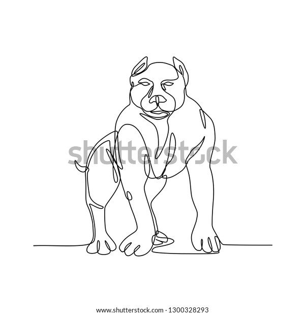 Continuous Line Illustration American Bully Pit Stock Vector (Royalty ...