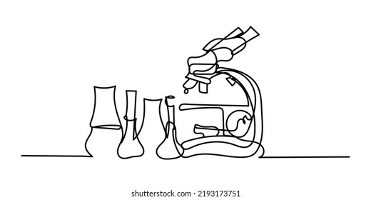 Continuous Line Laboratory Line Drawing Microscope Stock Vector ...