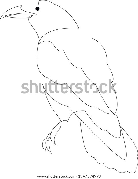 Continuous Line Raven Single Line Minimal Stock Vector (Royalty Free ...