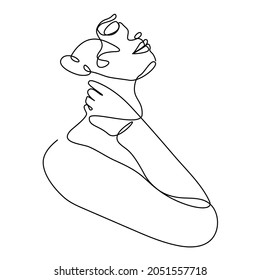 Continuous Line Side View Beautiful Woman Stock Vector (Royalty Free ...