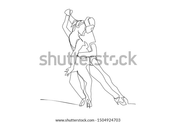 Continuous Line Social Dance Ballroom Dancing Stock Vector (Royalty ...