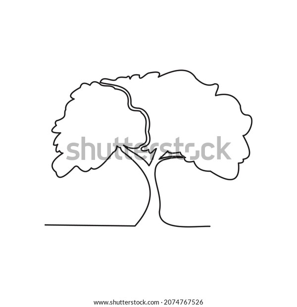 Continuous Line Tree Plant On White Stock Vector (Royalty Free ...