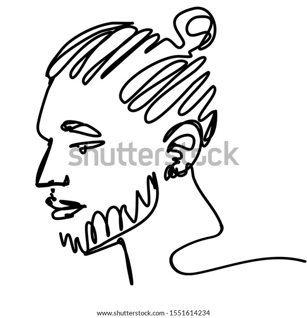 Continuous Line Young Man Portrait Sketch Stock Vector (Royalty Free ...