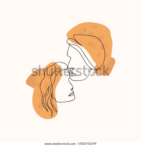 Continuous Man Woman Face Line Art: เวกเตอร์สต็อก (ปลอดค่าลิขสิทธิ์ ...