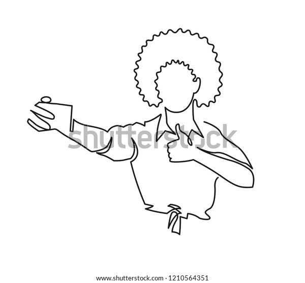 Continuous One Line Drawing African American: เวกเตอร์สต็อก (ปลอดค่า ...