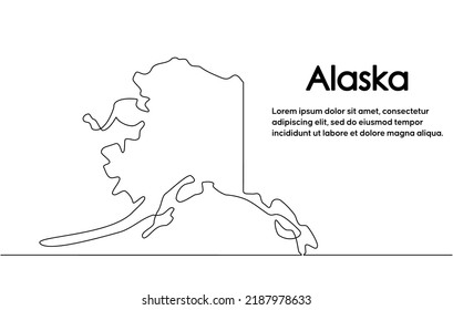 Continuous One Line Drawing Alaska Map Stock Vector (Royalty Free ...