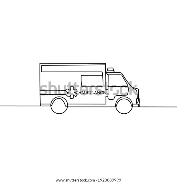 Continuous One Line Drawing Ambulance Car Stock Vector (Royalty Free ...