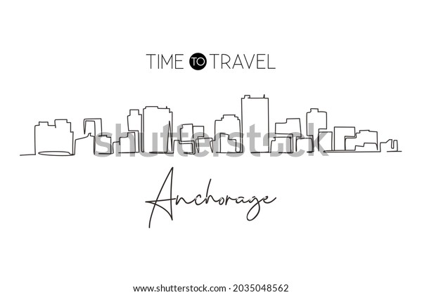 Continuous One Line Drawing Anchorage City Stock Vector (Royalty Free ...