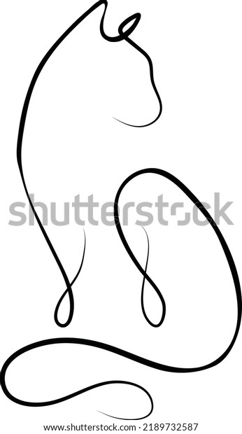 Continuous One Line Drawing Cat Sitting Stock Vector (Royalty Free ...