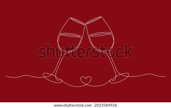 Continuous One Line Drawing Cheers Two Stock Vector (Royalty Free ...