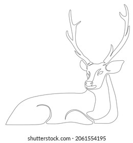 Continuous One Line Drawing Deer Vector Stock Vector (Royalty Free ...