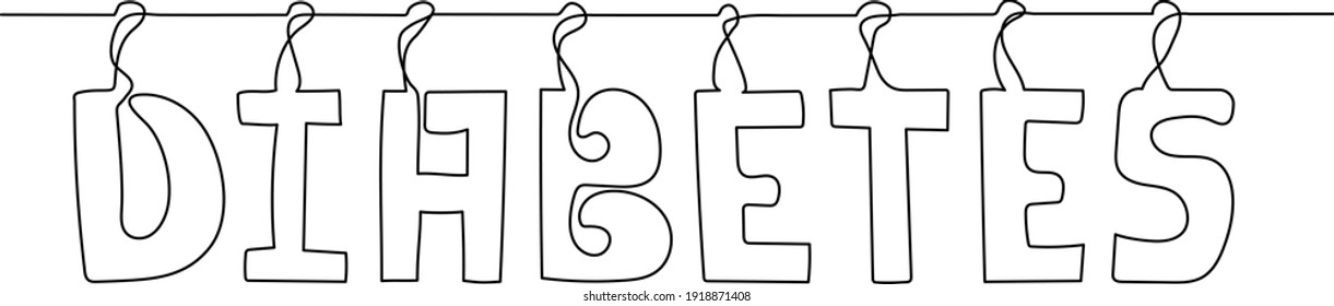 Continuous One Line Drawing Diabetes Health Stock Vector (Royalty Free ...