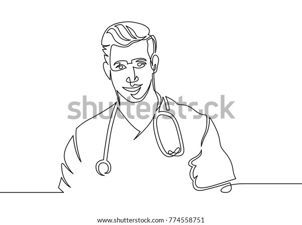 Continuous One Line Drawing Doctor Therapists Stock Vector (Royalty ...
