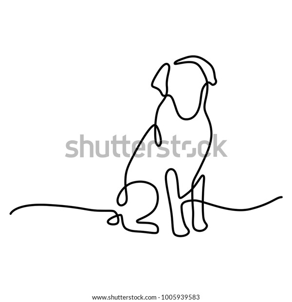 Continuous One Line Drawing Dog Stock Vector (Royalty Free) 1005939583