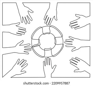 Continuous One Line Drawing Drowning Businessman Stock Vector (Royalty ...