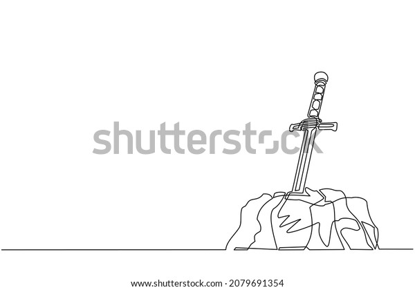 Continuous One Line Drawing Excalibur Sword Stock Vector (Royalty Free ...