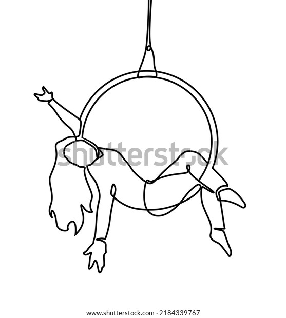 Continuous One Line Drawing Female Acrobat: เวกเตอร์สต็อก (ปลอดค่า ...