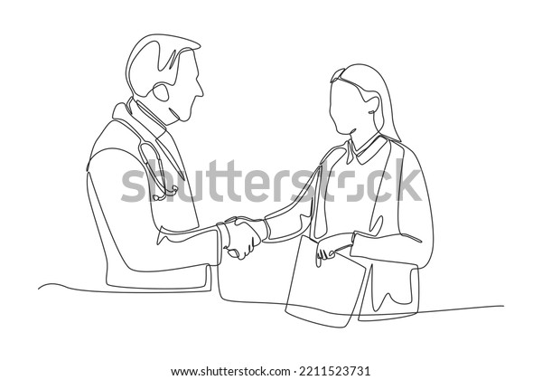 Continuous One Line Drawing Female Doctor Stock Vector (Royalty Free ...